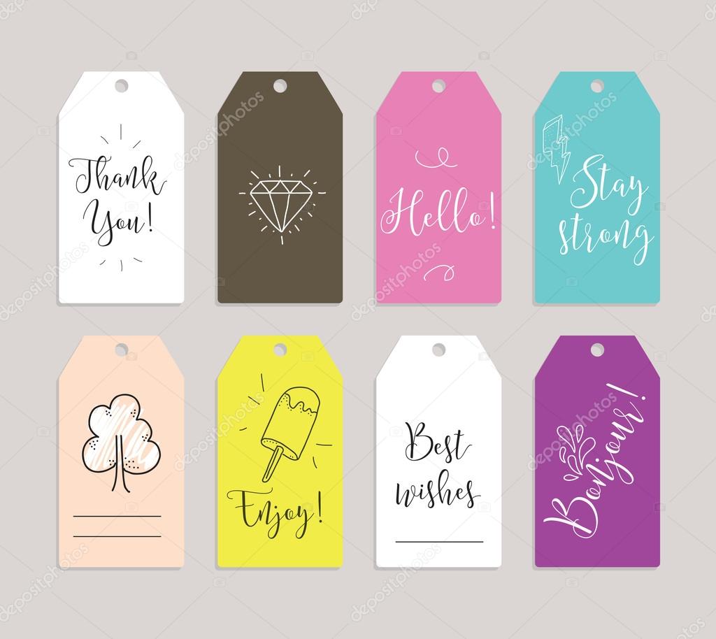 Set of labels, stickers or tags. Cards for journaling. Inspirational ...