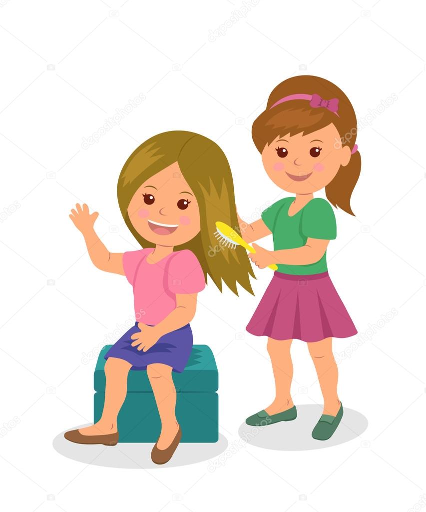 El cuidado del cabello y la creación de hermosos peinados. Dos novias ...