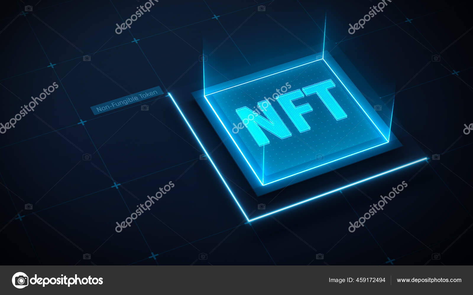 NFT art concept. Non fungible tokens. Crypto art. Blockchain tech ...
