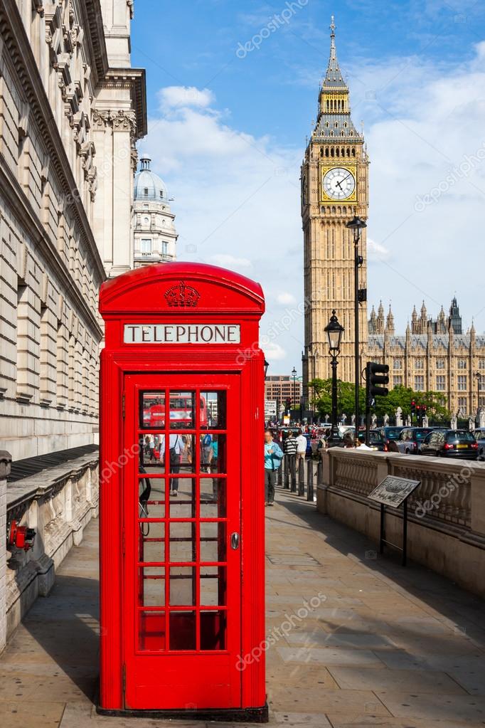 Traditional Red Telephone Box and Big Ben in London, UK Stock Photo by ...