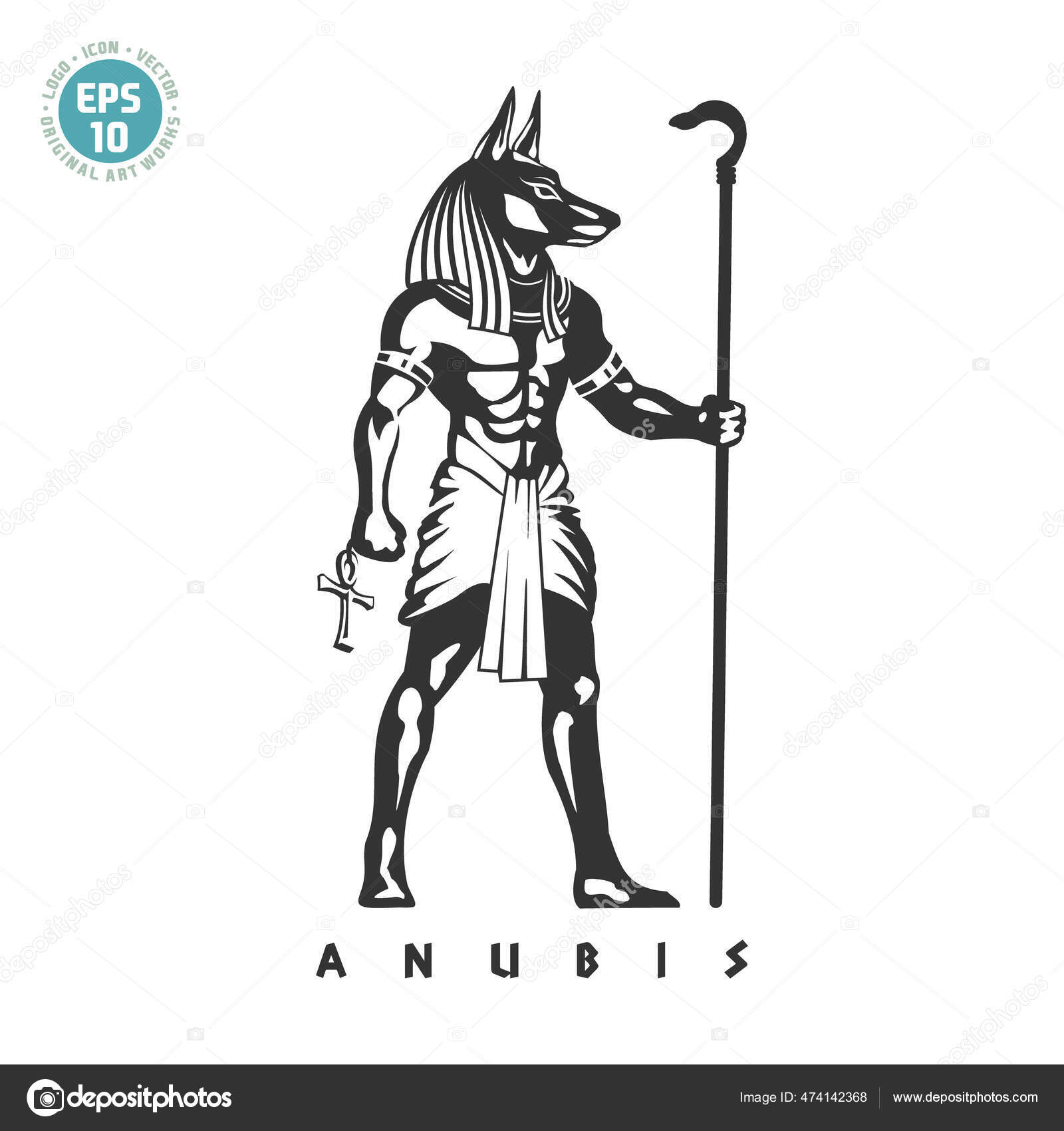 Ancient Egyptian God Anubis Illustration Vector Stock Vector Image By © 474142368