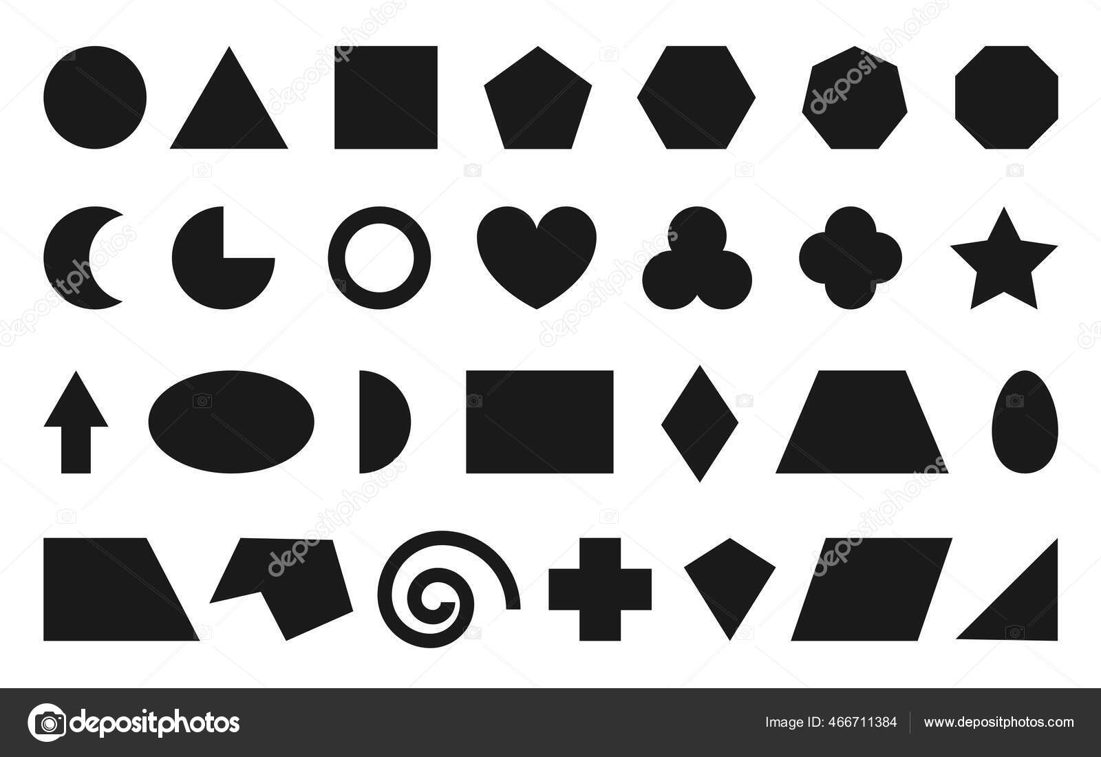 Geometric black shape educational flat icon set Stock Vector by ...