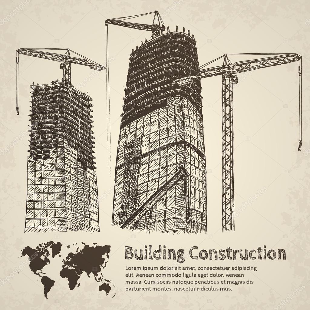Building construction sketch. Stock Vector by ©awesomedwarf 87368238
