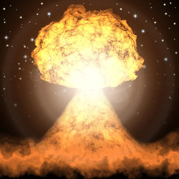 Powerful explosion of nuclear bomb. Nuclear war. Radioactive nuc ...