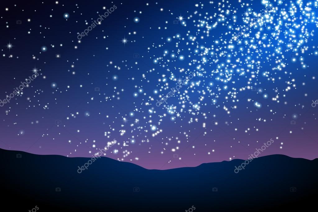 Beautiful Night Scenery With Stars