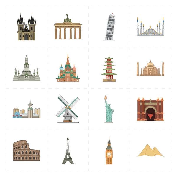 101 16 flat landmark icons Vectors - Free & Royalty-free 16 flat ...