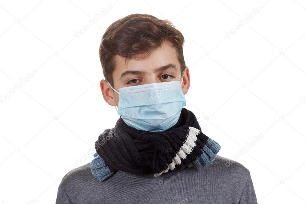 Cute sick boy in a mask — Stock Photo © BravissimoS #106073910