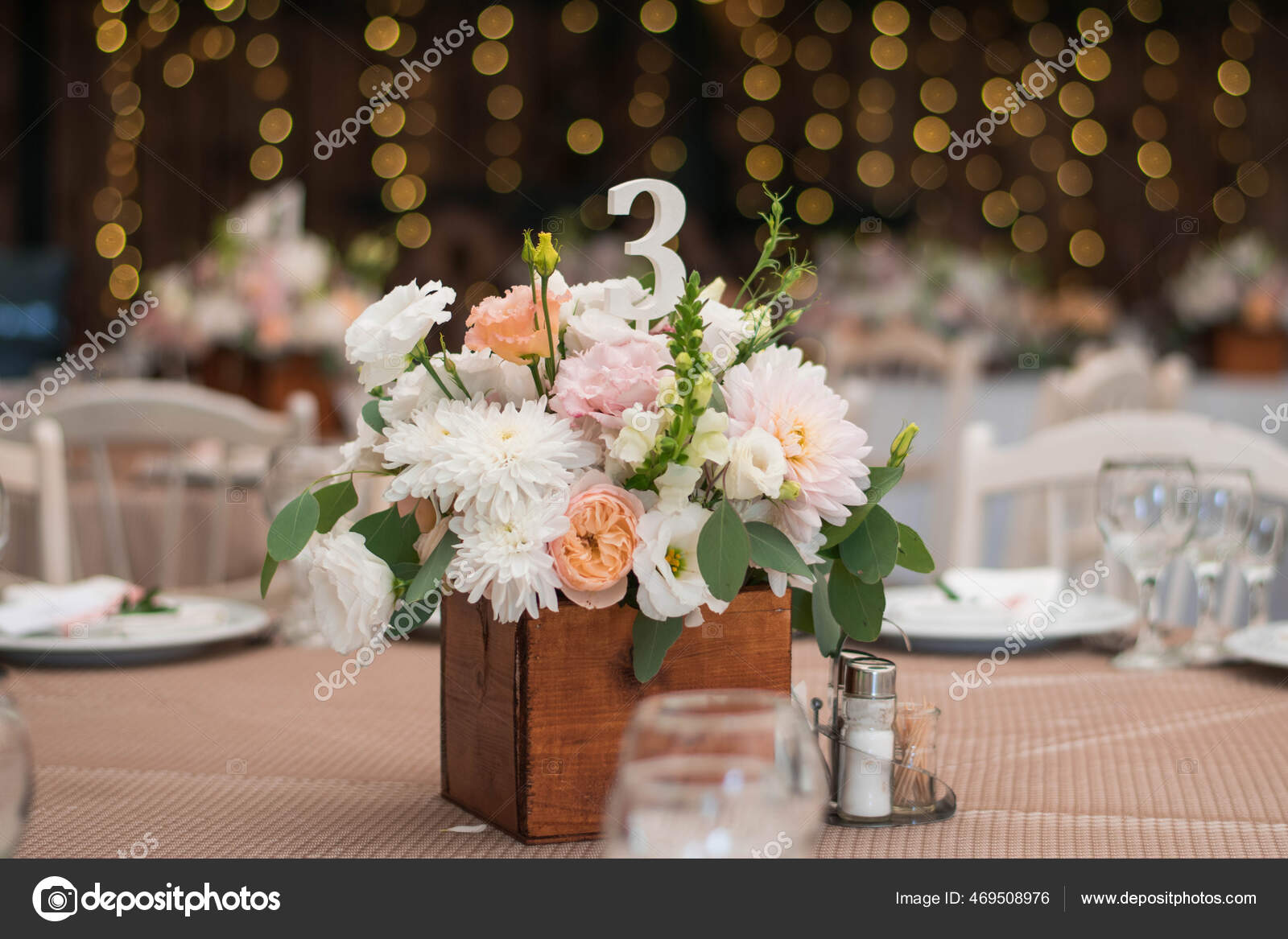 Table Centerpiece White Peach Rustic Floral Arrangement Wood Box Rustic ...