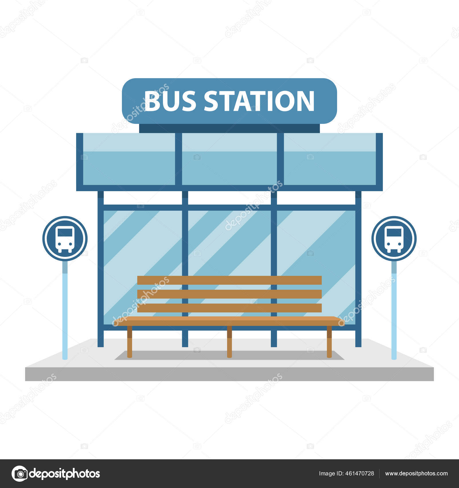 Bus Station Vector Design Illustration Isolated White Background Stock ...