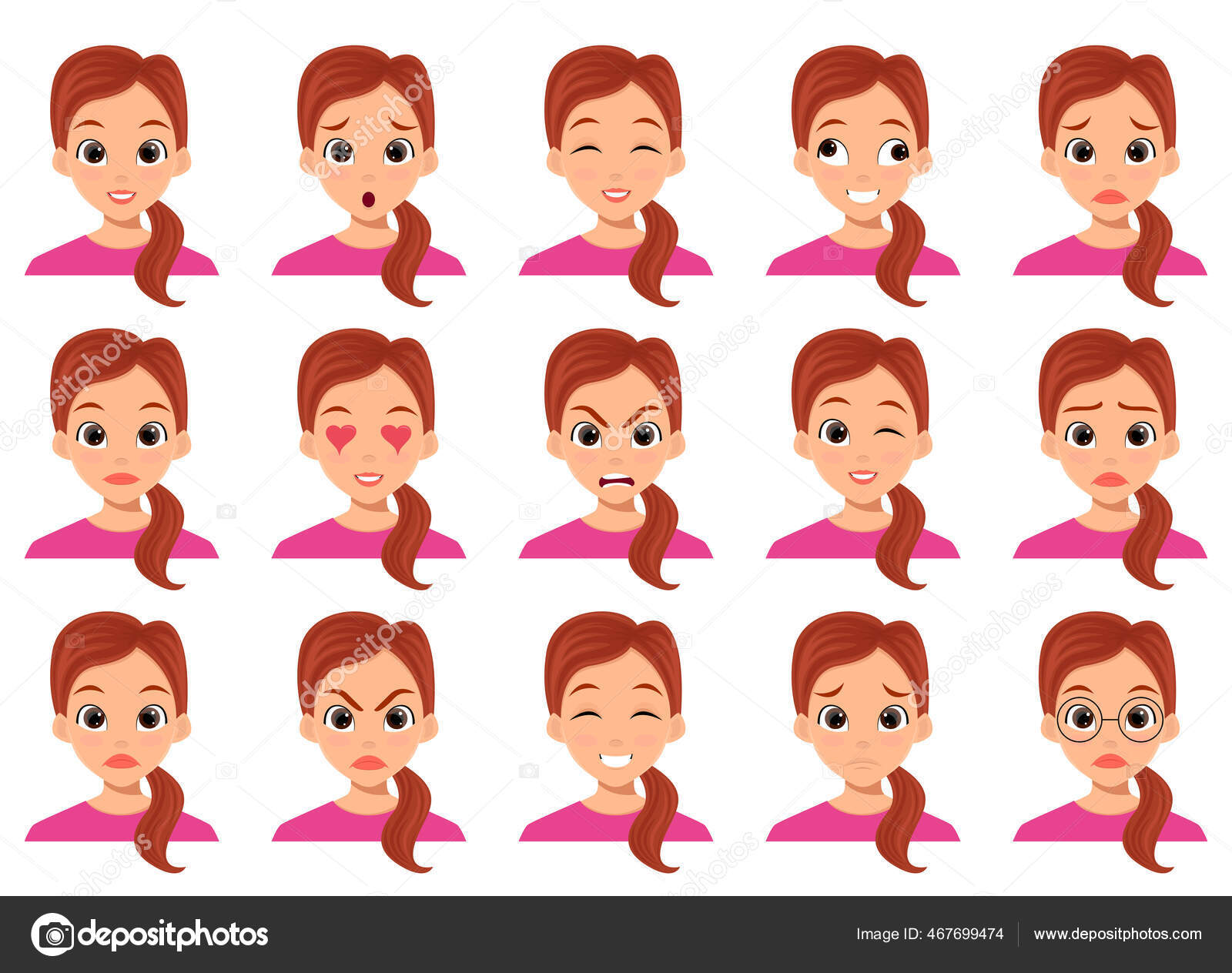 Woman Face Expression Vector Design Illustration Isolated White ...