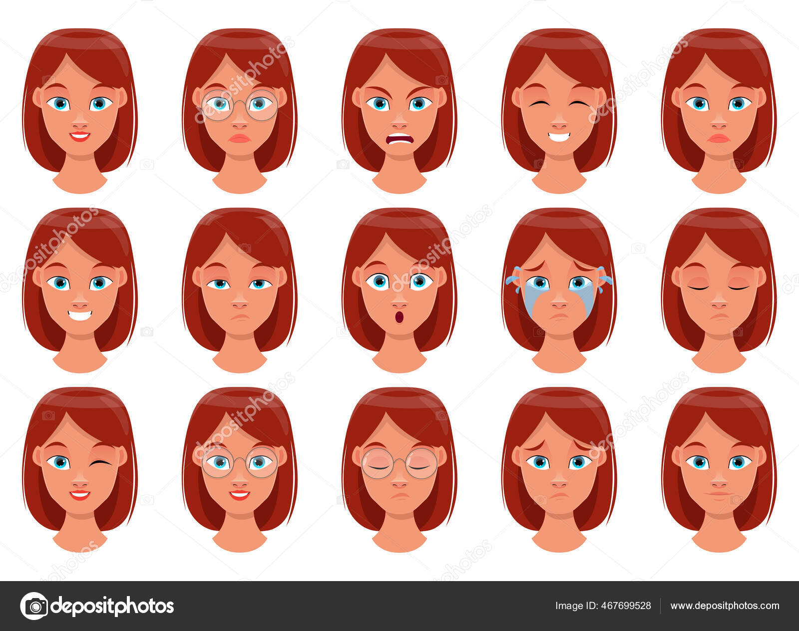 Woman Face Expression Vector Design Illustration Isolated White ...