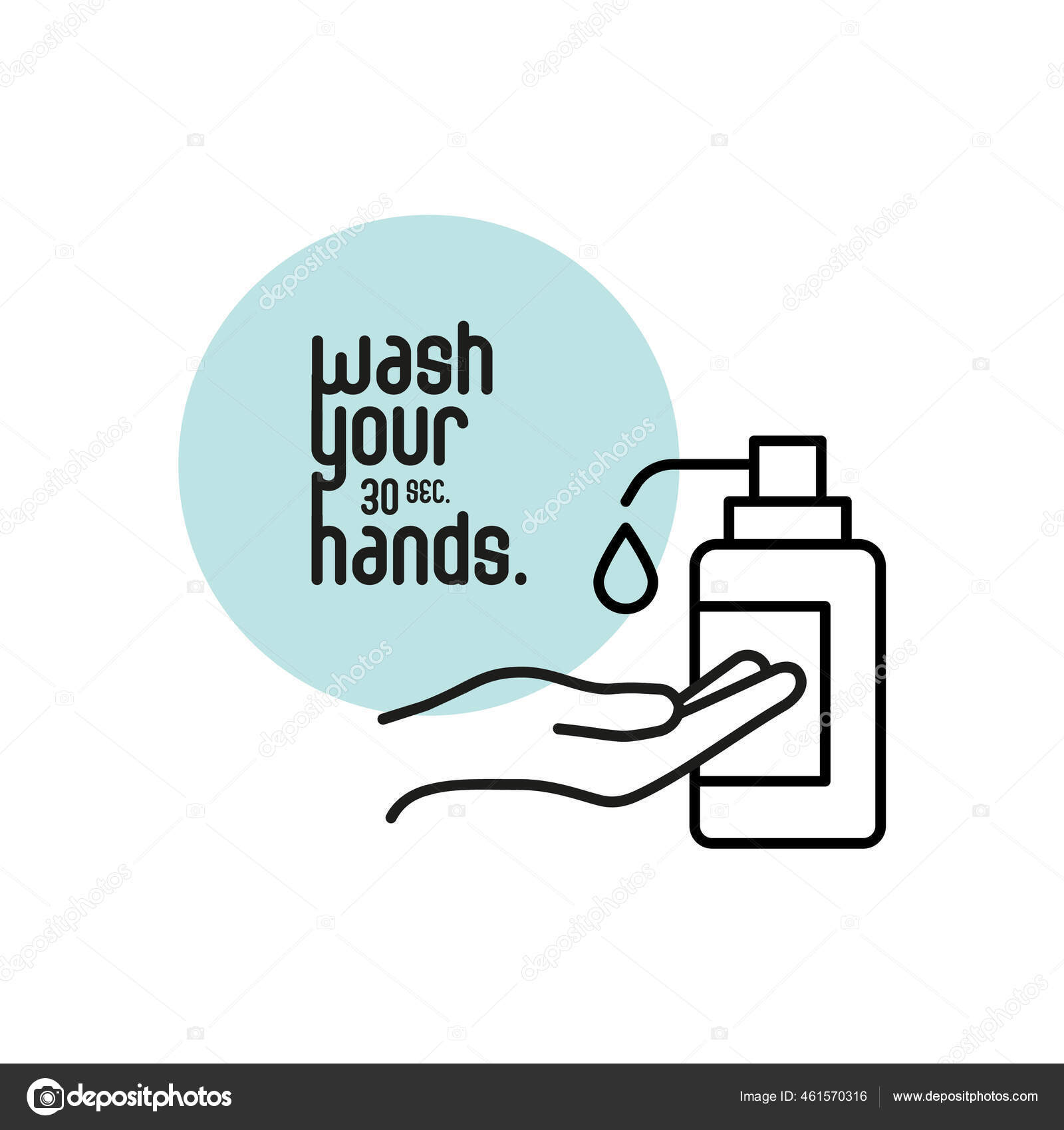 Simple Design Hand Washing Soap Icon Lettering Wash Your Hands Stock ...