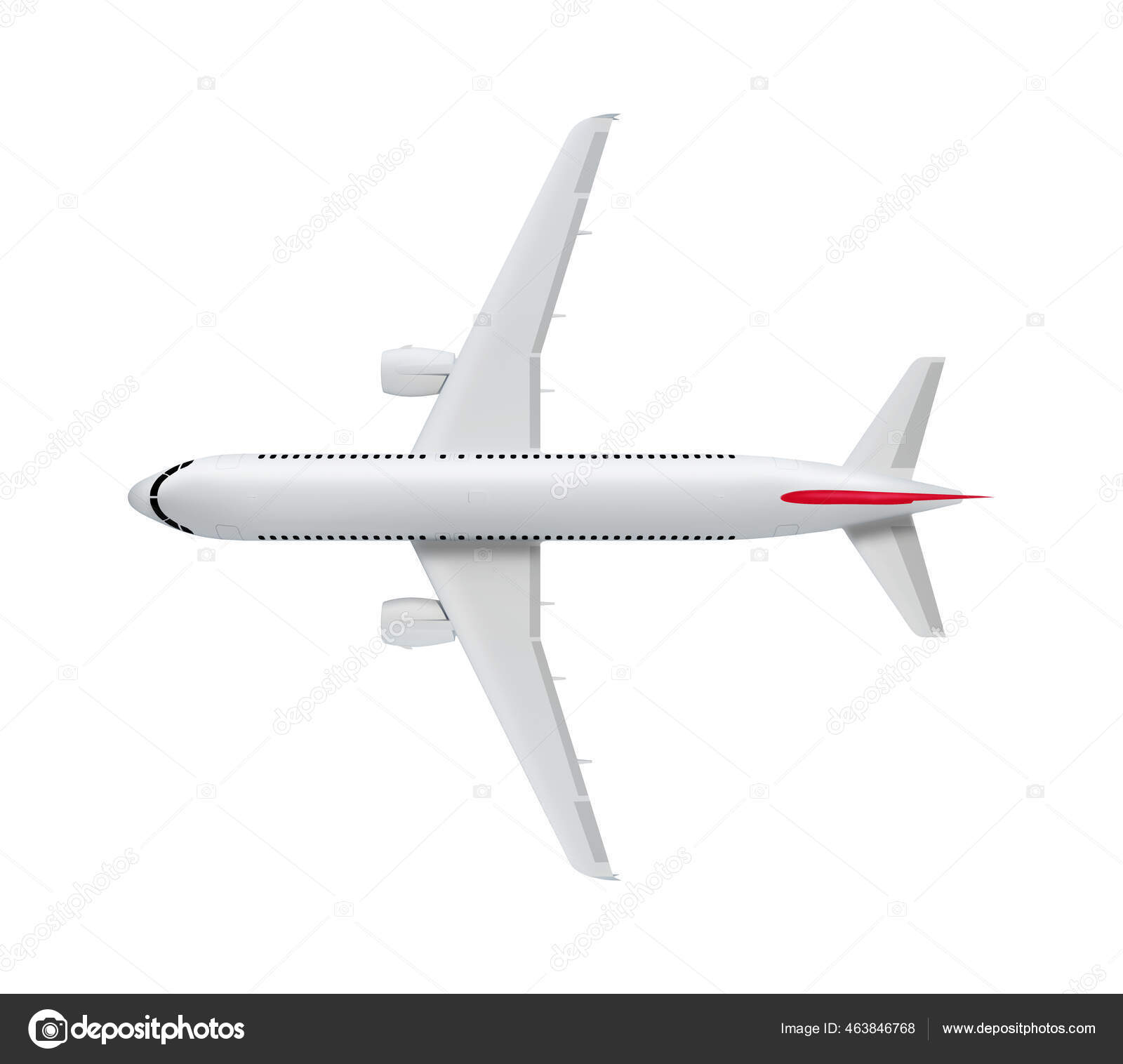 Airplane Isolated Top View Rendering High Detailed White Airplane ...