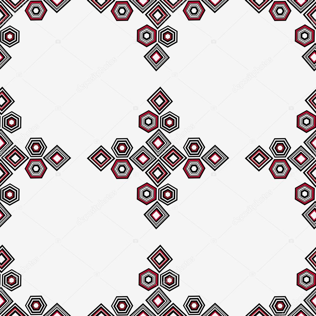 Red and black geometric patterns on a white background.Seamless. Stock ...