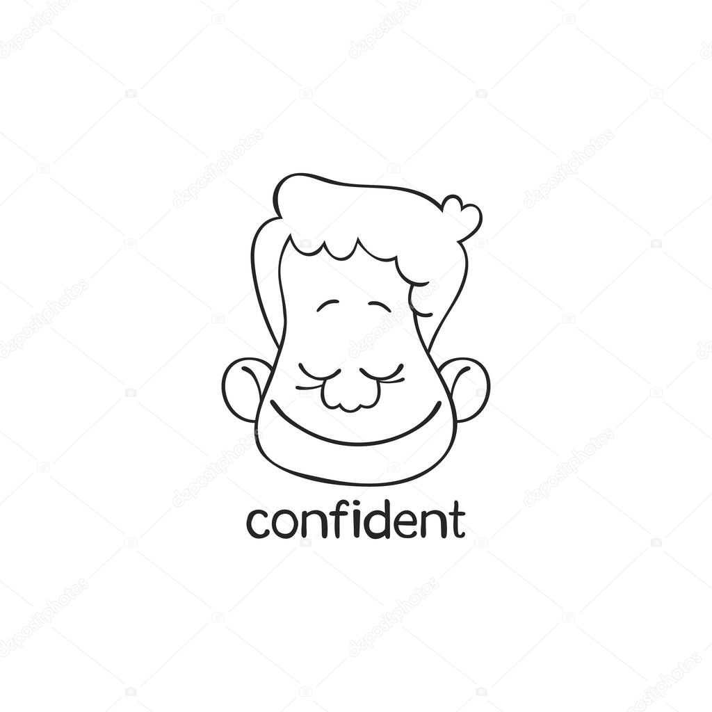 Confiado Emoción Cara Humana Personaje Dibujos Animados Objeto ...