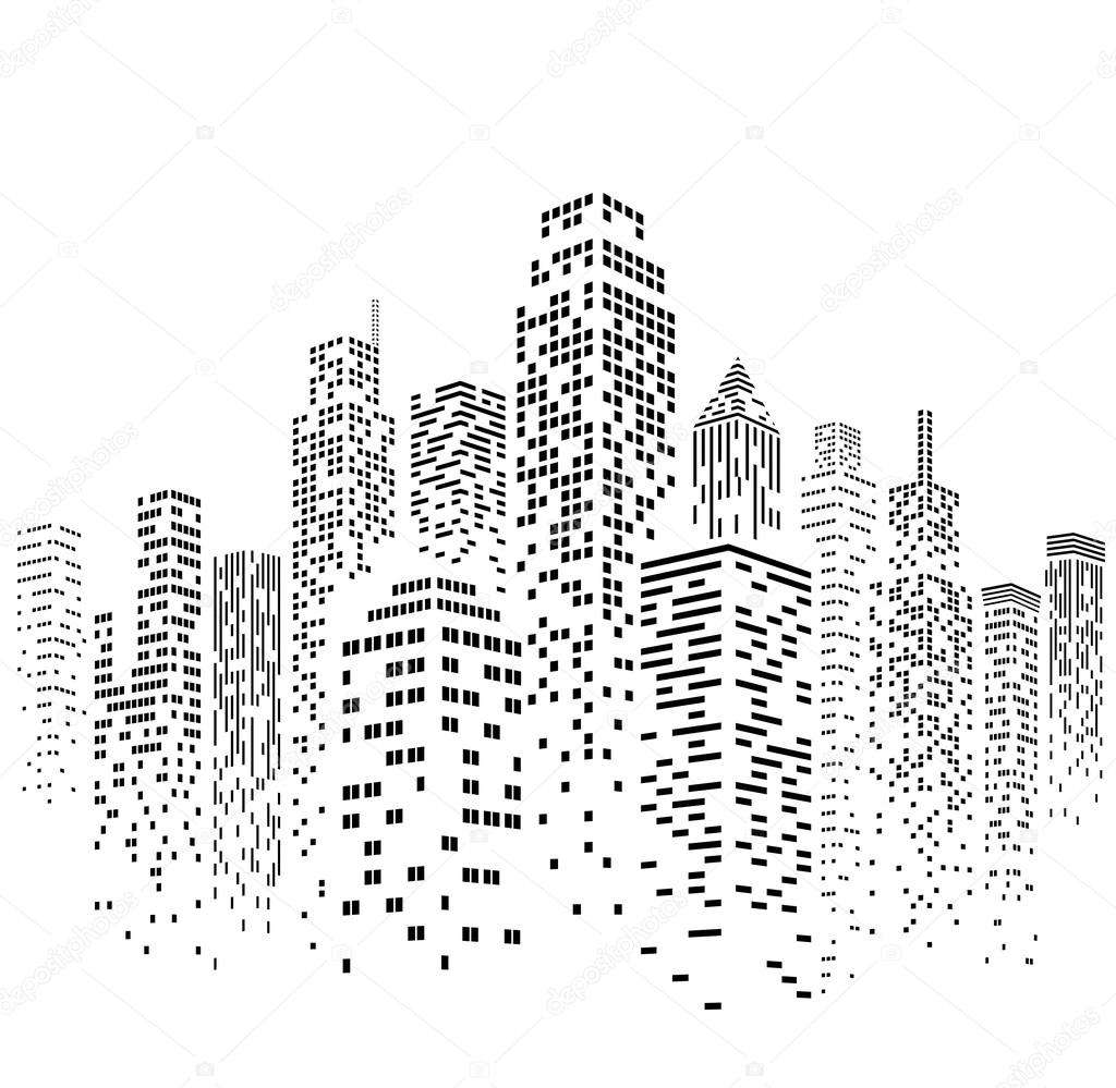 Vector Urban Cityscape Silhouette Illustration — Stock Vector ...
