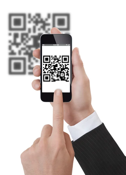 Hand Holding a Smartphone scanning qrcode Stock Photo by ©pingebat 78140916