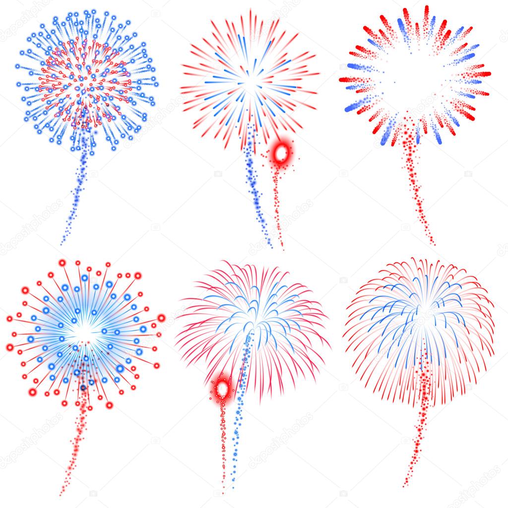Vector Red and Blue Fireworks Illustrations Stock Vector Image by ...