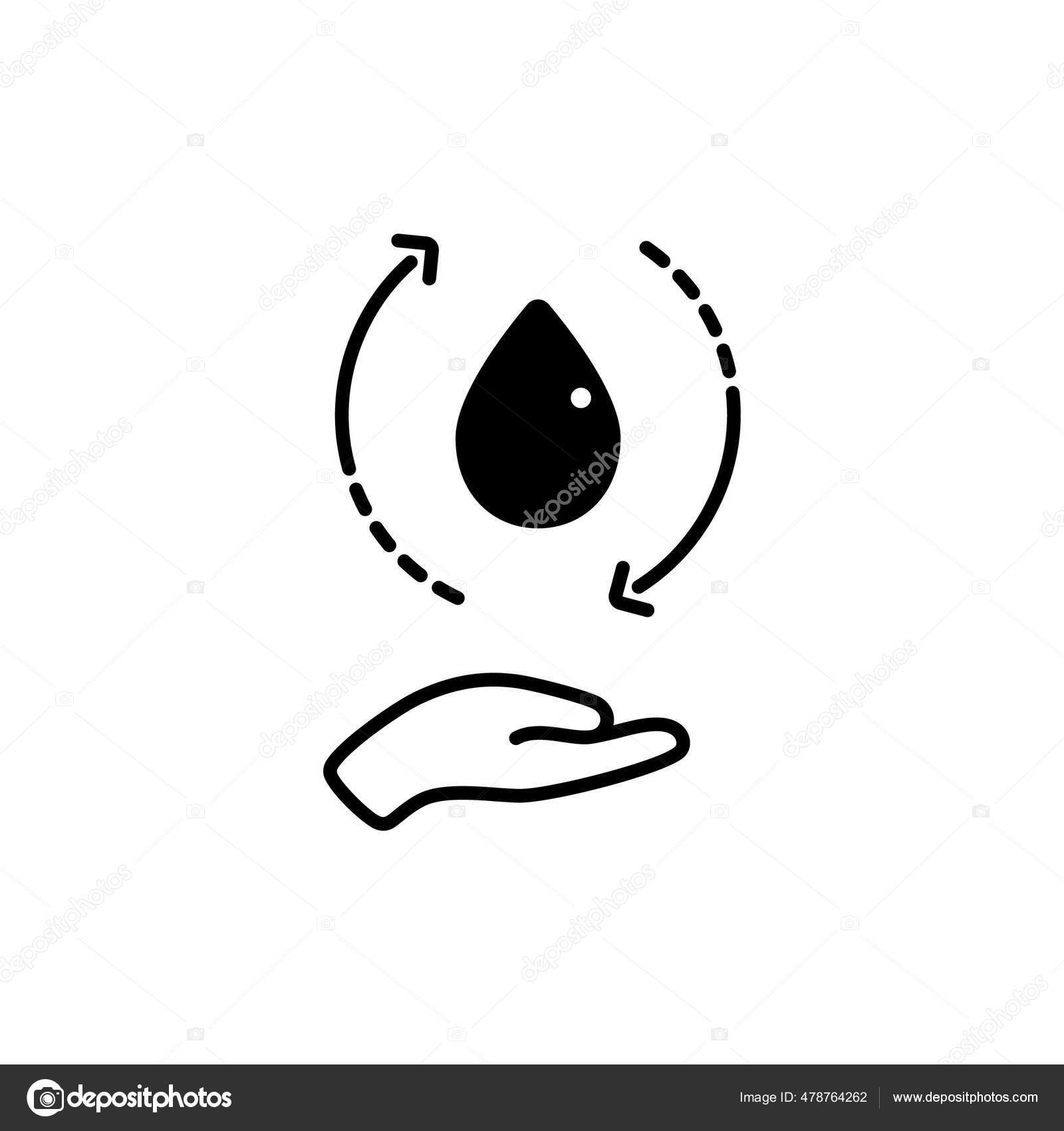 Hand Holding Water Drop Icon Thin Line Symbol Stock Vector by ...