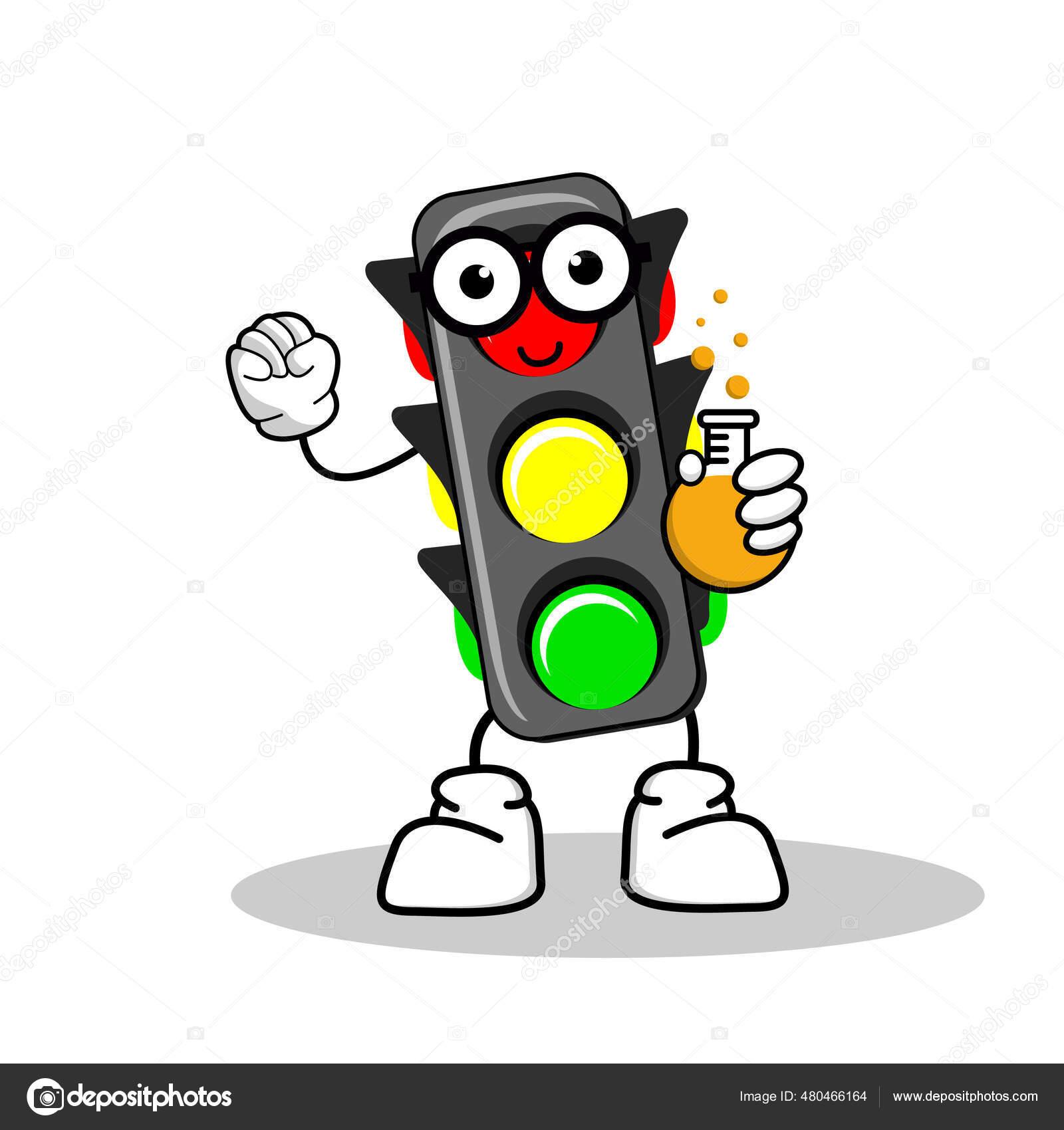 Semáforo Ilustración Vectorial Dibujos Animados Con Una Expresión Linda ...