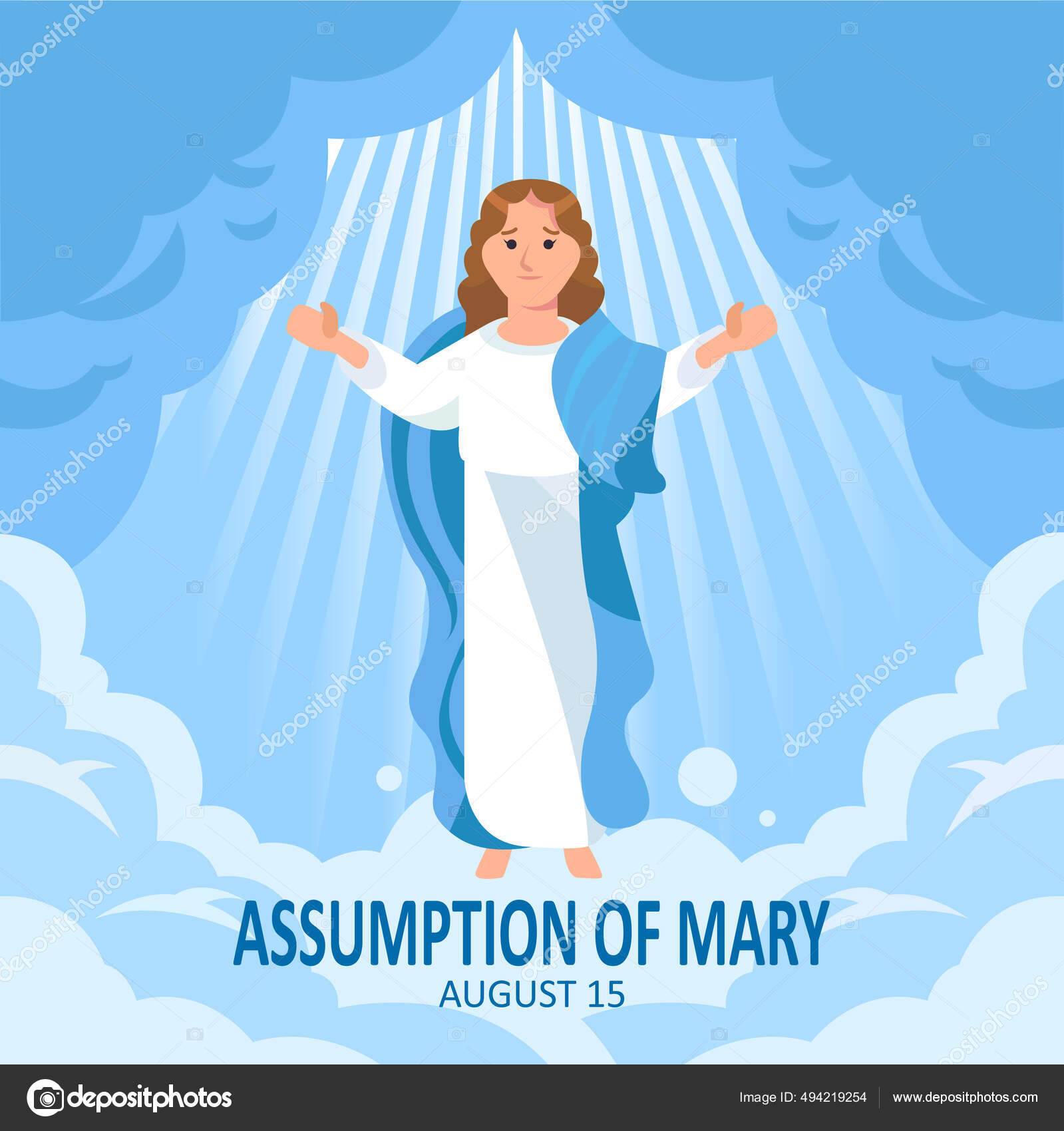 Assumption Mary Vector Illustration Mary Assumption Mary Day Greeting ...