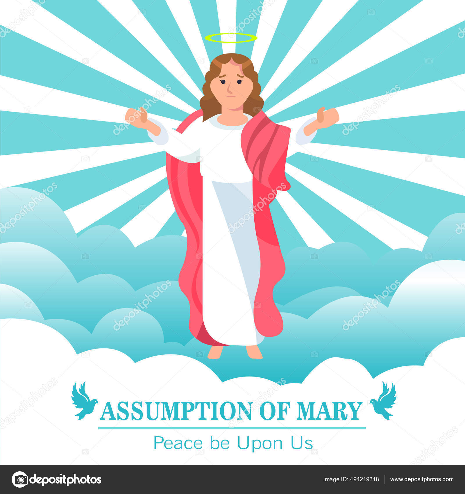Assumption Mary Vector Illustration Mary Assumption Mary Day Greeting ...