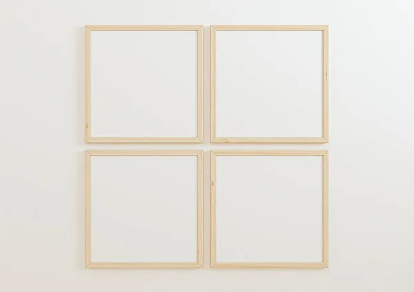 Four 10X10 Square Black Frames Mockup White Wall Four Empty Stock Photo ...