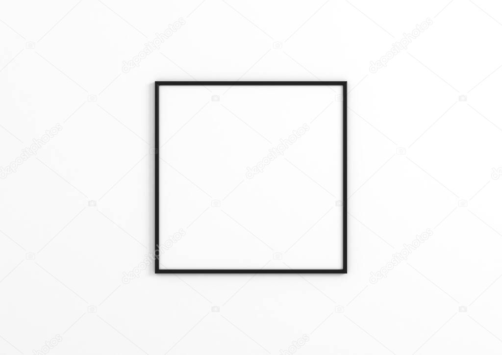 Single 10x10 Cuadrado Negro Marco maqueta en la pared blanca. Un marco ...