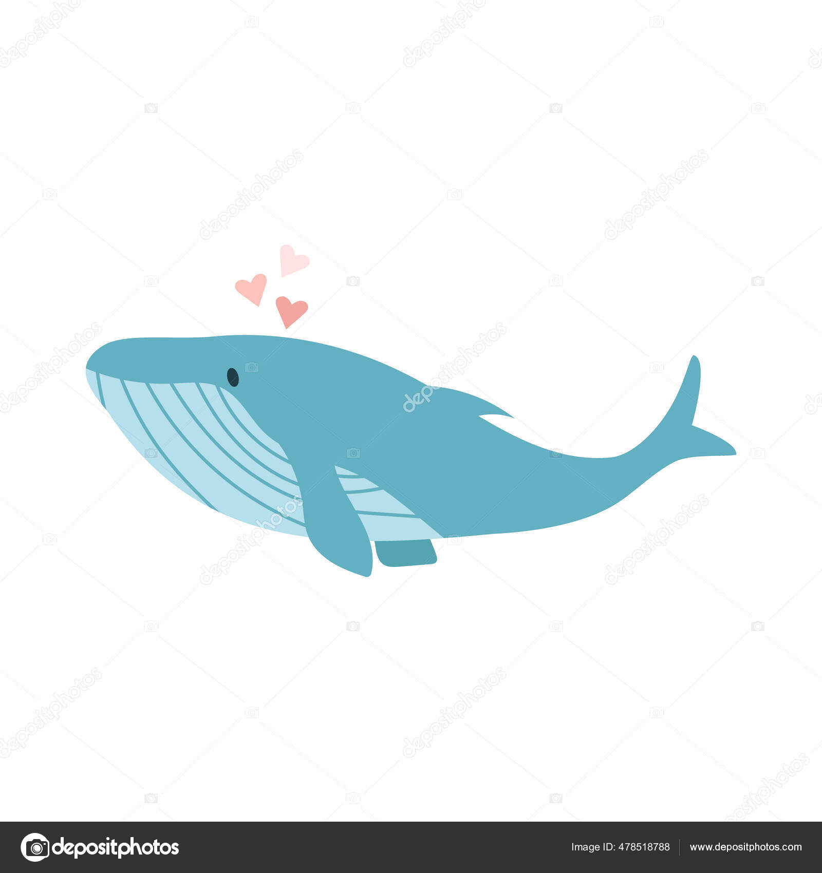 Cute Hand Drawn Whale Hearts Vector Illustration Stock Vector by ©reira ...