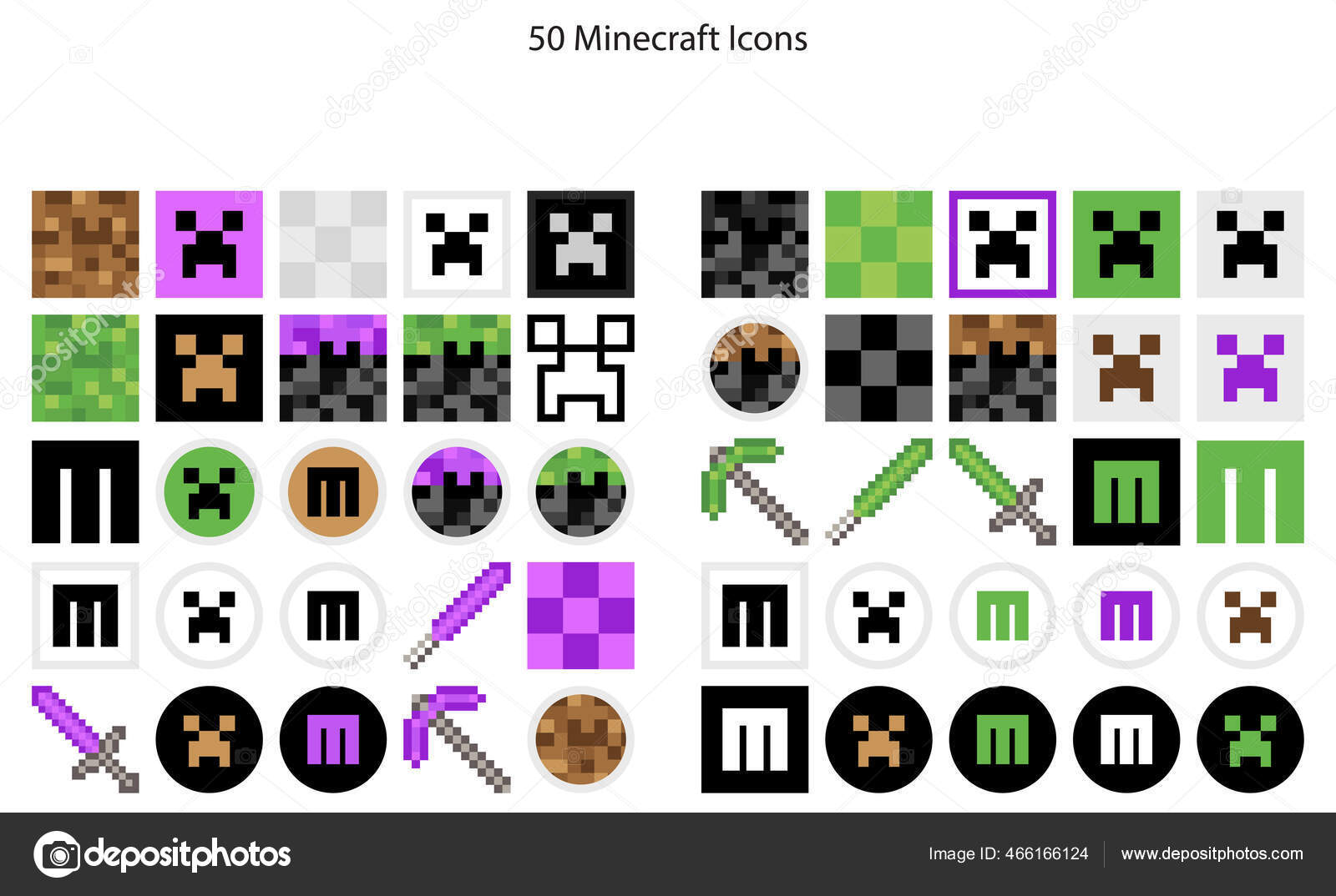 Set Minecraft Icons Vector Illustration Stock Vector by ©AlfredoCreates ...