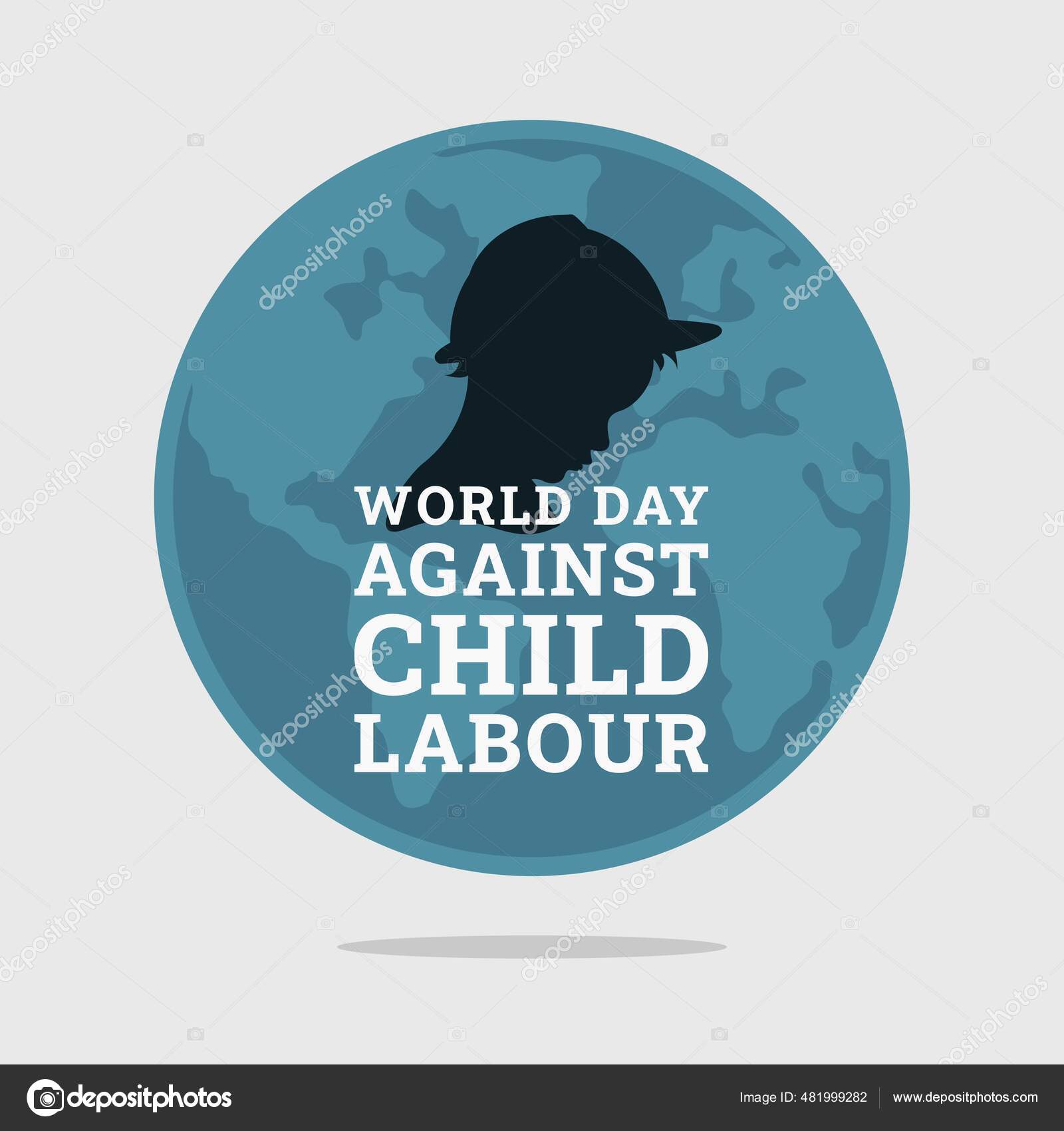 World Day Child Labour Logo Children Worker Flat Style Vector Stock ...