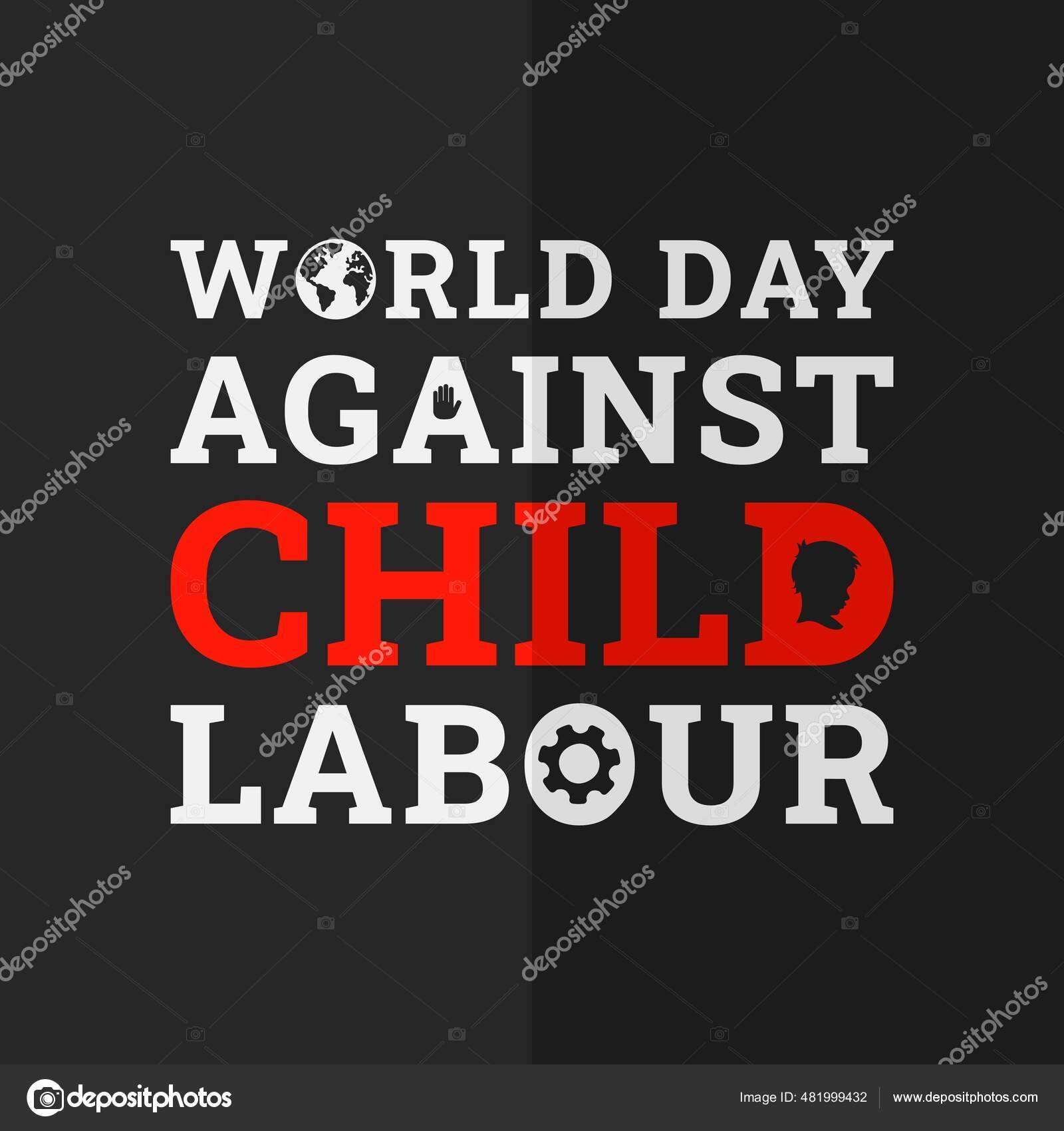 World Day Child Labour Logo Children Worker Flat Style Vector Stock ...