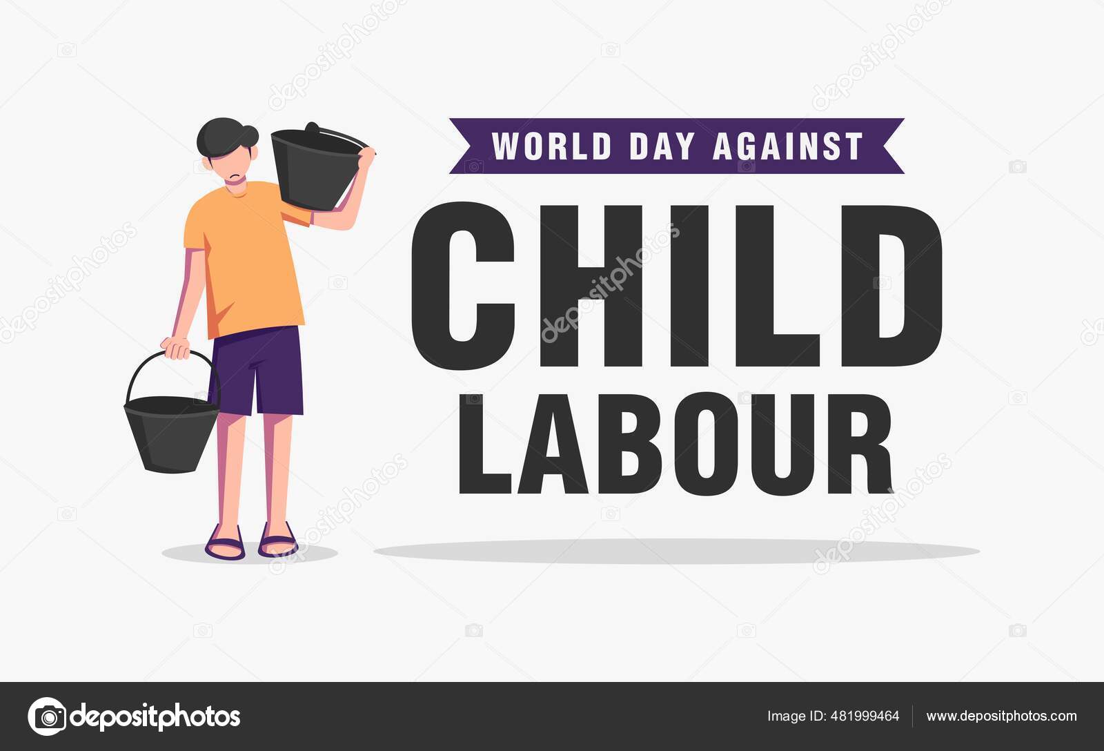 World Day Child Labour Background Children Worker Flat Style Vector ...