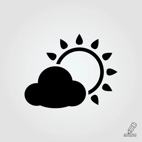 Sun Cloud Weather Symbol Linear Icon Thin Outline Sticker Style Stock ...