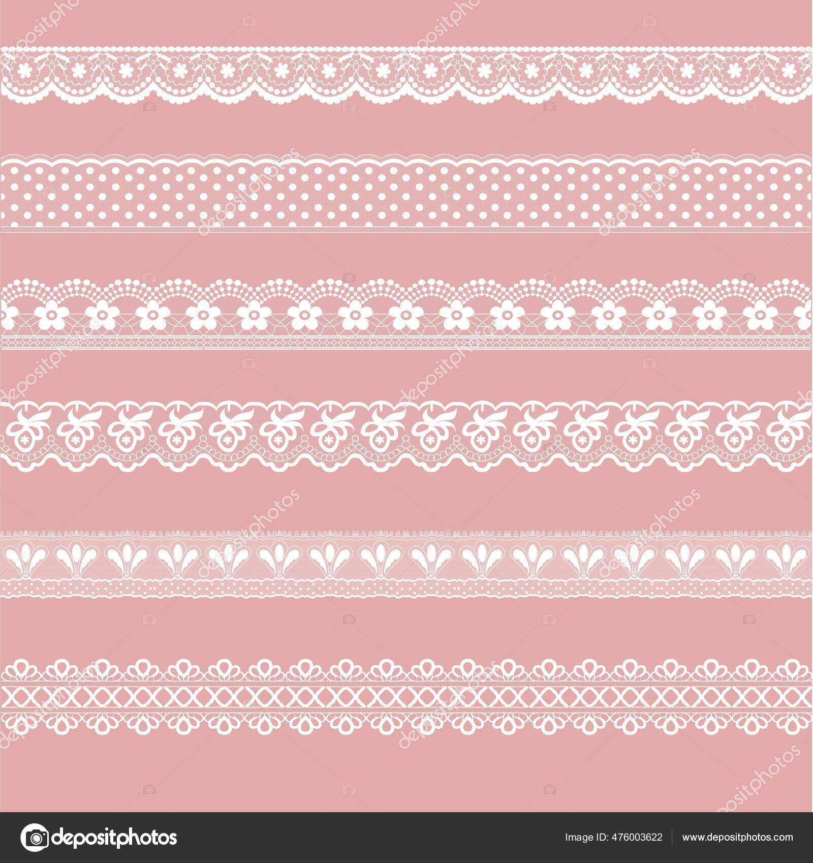 Lace Borders Set Pink Background Vector Illustration Stock Vector by ...