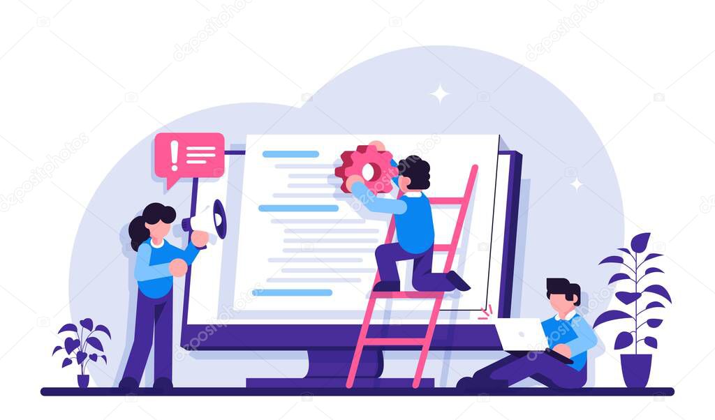 Concepto de equipo de desarrollo de software. La gente configura la ... Concepto de equipo de desarrollo de software. La gente configura la ...