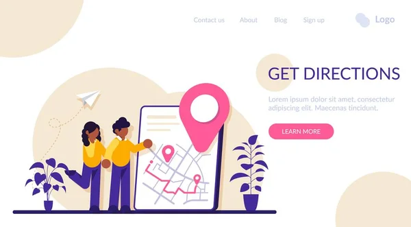 GPS navigation system, location on the city map flat illustration with ...