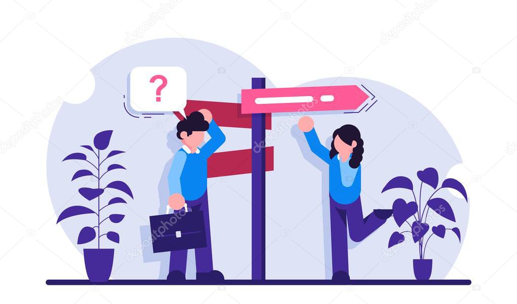 Toma de decisiones vector concepto plano. Enfoque racional, gestión empresarial. Habilidad para ...