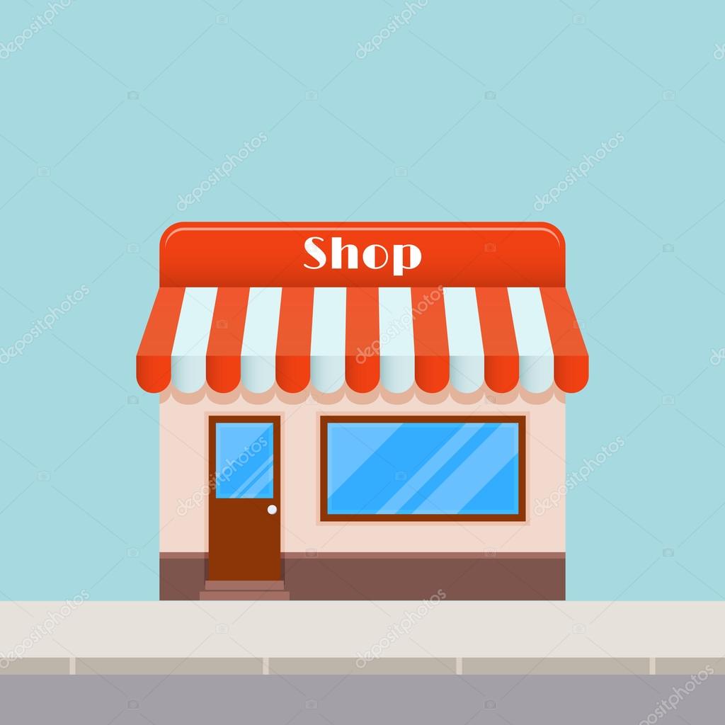Bright cartoon shop with an awning, flat style — Stock Vector ...