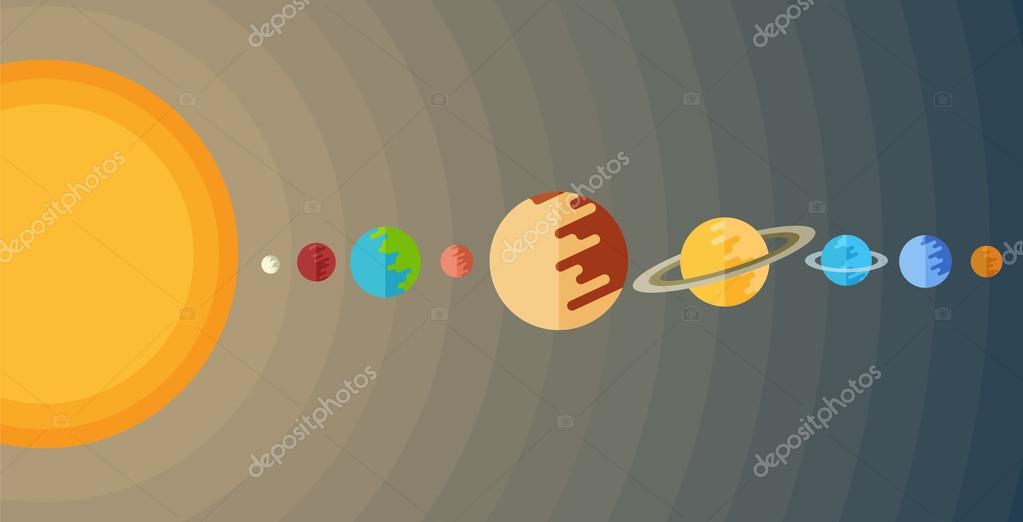 Image of the solar system in a flat style Raster copy Stock ...