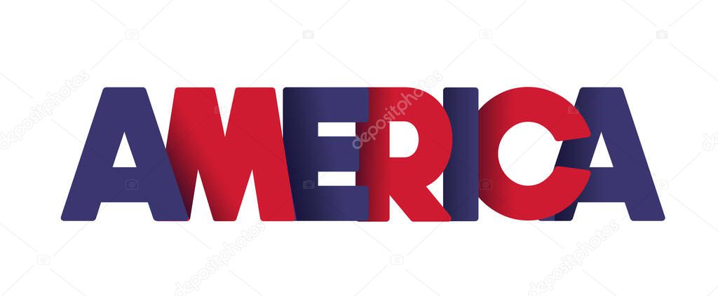 AMERICA hermosas letras en color rojo y azul sobre fondo blanco 2023