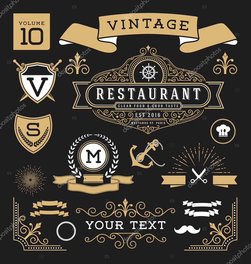 Set of retro vintage graphic design elements — Stock Vector © raftel ... Set of retro vintage graphic design elements — Stock Vector © raftel ...