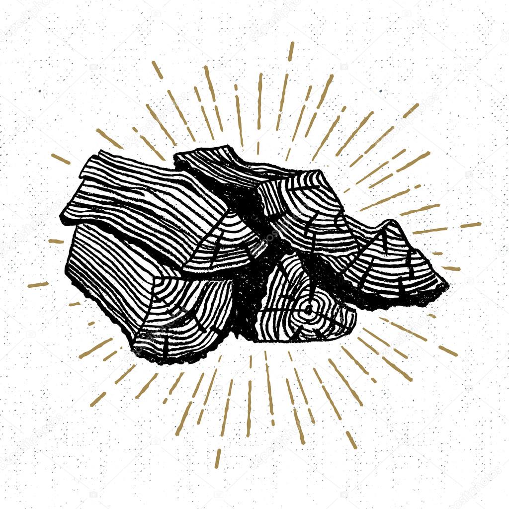 Hand drawn icon with a textured wood pile vector illustration — Stock ...