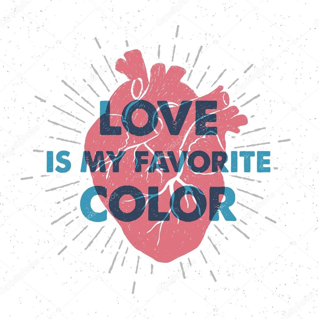 Hand drawn romantic poster with human heart and lettering. Stock Vector ...