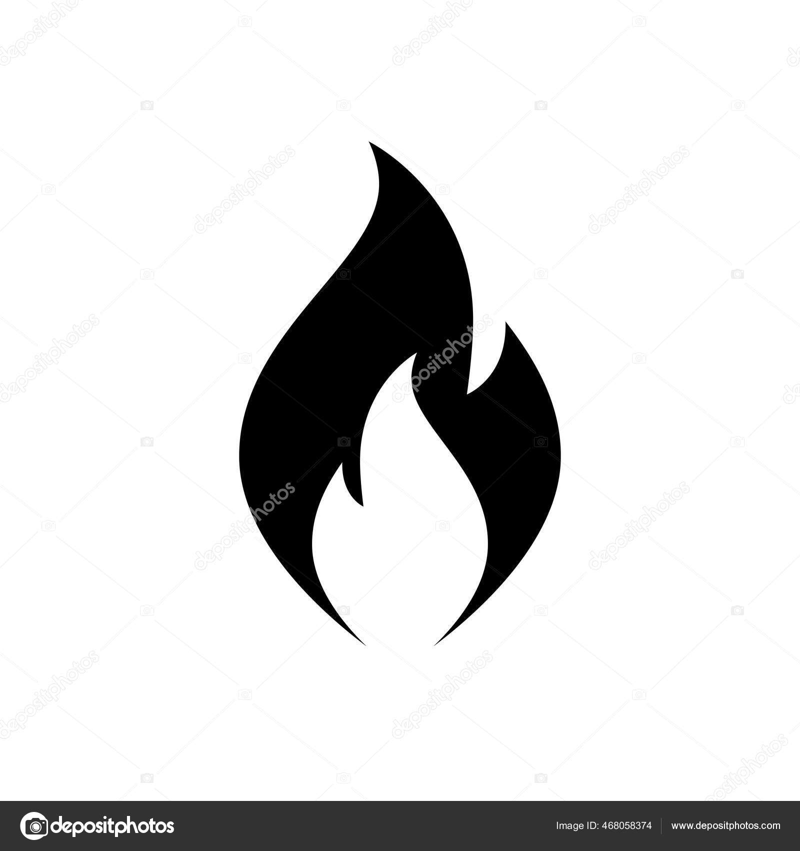 Fire Flame Icon Black Minimalist Icon Isolated White Background Fire ...
