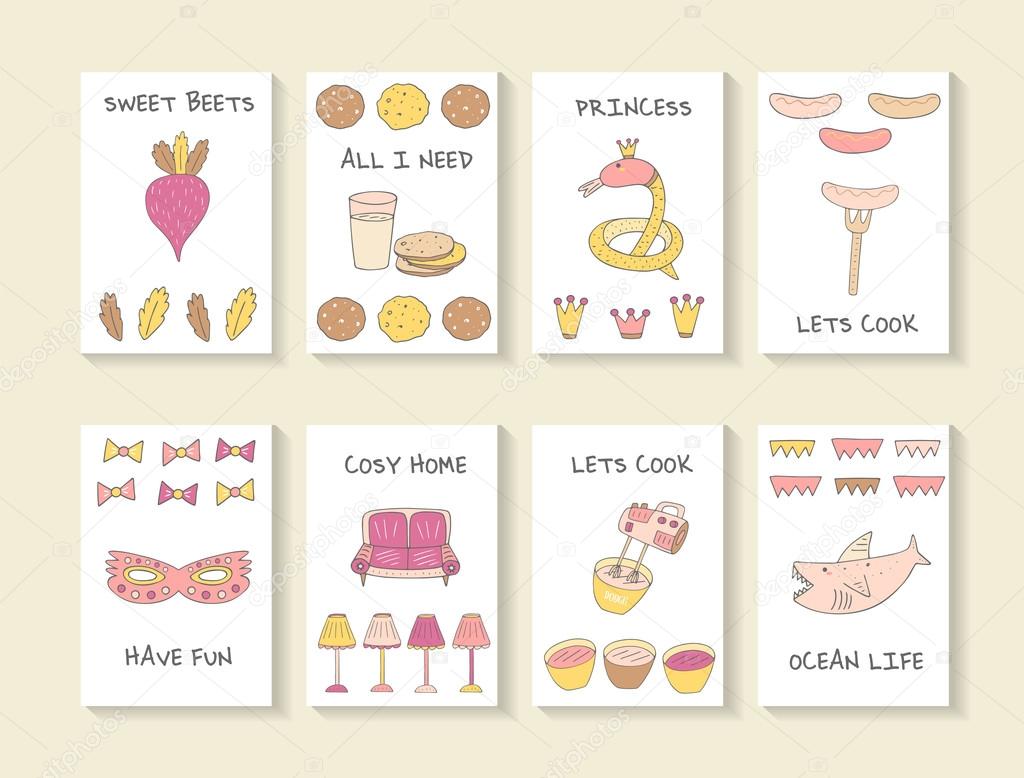 Cute hand drawn doodle baby shower cards Stock Vector Image by ...