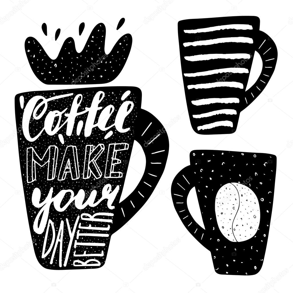 Coffee logo with lettering quotes. — Stock Vector © NadineVeresk #106489996