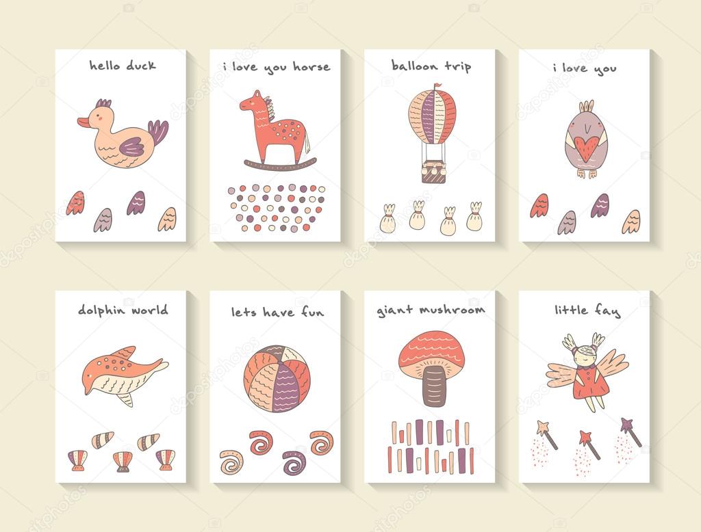 Cute hand drawn cards Stock Vector Image by ©NadineVeresk #97354114