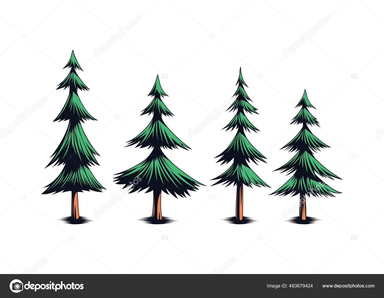 Pine Tree Set Illustration Vector Stock Vector Image by ©Fuart #463679424