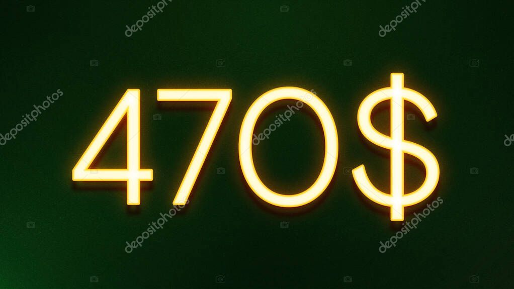 Símbolo de luz dorada de 470 dólares icono de precio sobre fondo oscuro ...